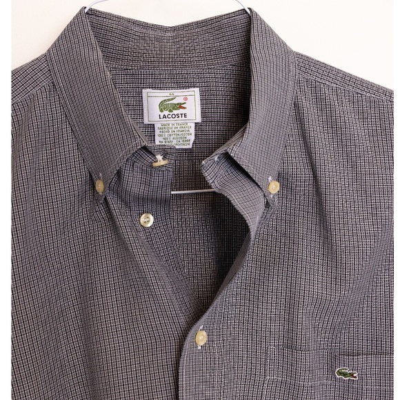 Lacoste | Shirts | Mens Lacoste Black Plaid Button Down Size 44 | Poshmark